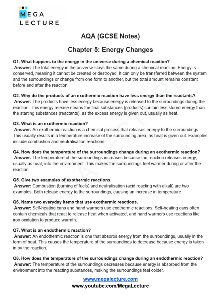 Chapter 5 Energy Changes Worksheets | PDF | Chemical Reactions ...