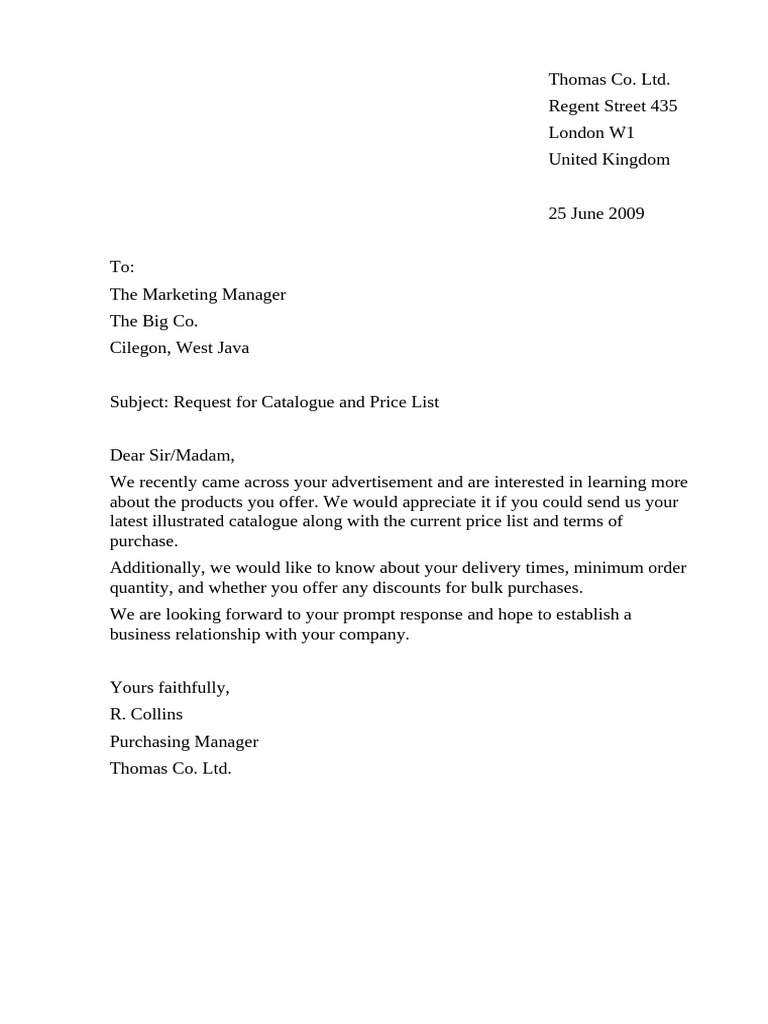 Enquiry Letter | PDF