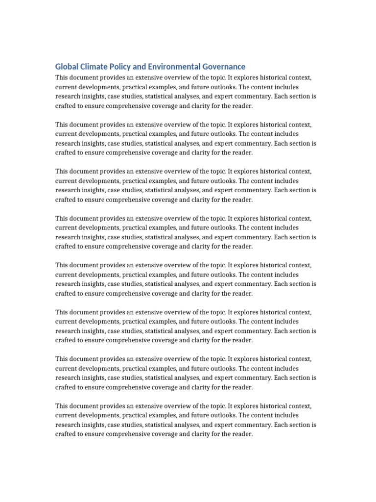 Global Climate Policy Overview | PDF | Science