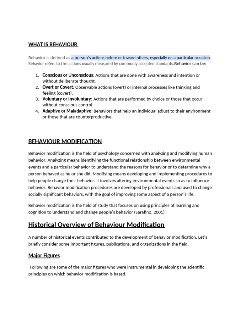 Behaviour Modification | PDF | Behaviorism | Behavior Modification
