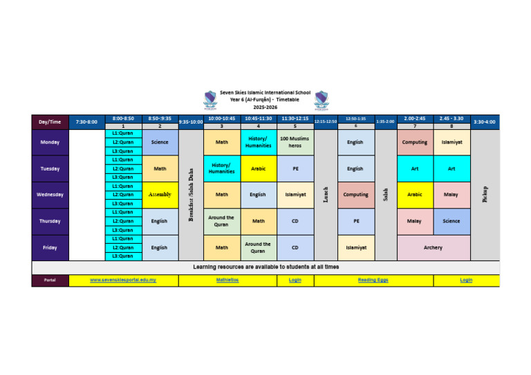 Year 6 Timetable 2025-2026 | PDF | Monotheism | Religious Faiths