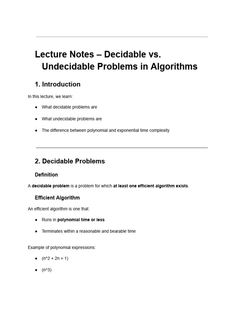 Decidable vs. Undecidable Problems | PDF | Time Complexity | Mathematics