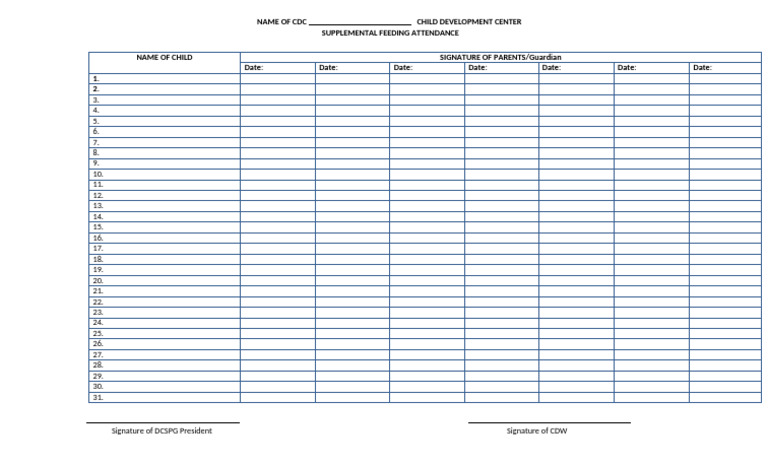 Day Care Attendance. 7 Days | PDF