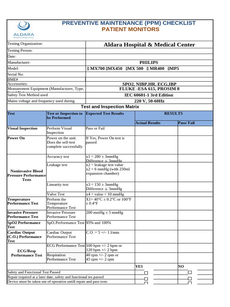 Patient Monitor Maintenance Report | PDF | Electricity | Electrical ...