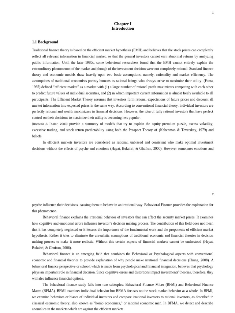 MBA Thesis - Draft - Formatted | PDF | Behavioral Economics | Efficient ...