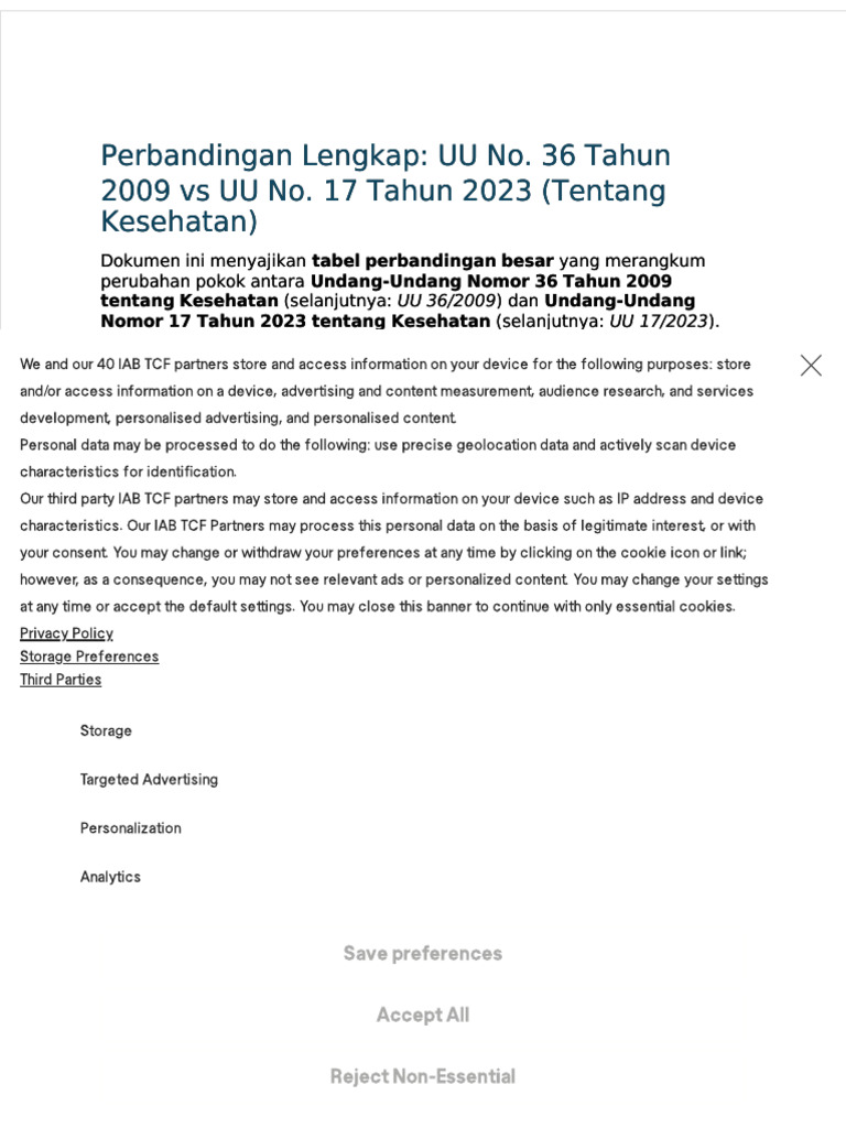 Perbandingan UU Kesehatan 2009 dan 2023 | PDF