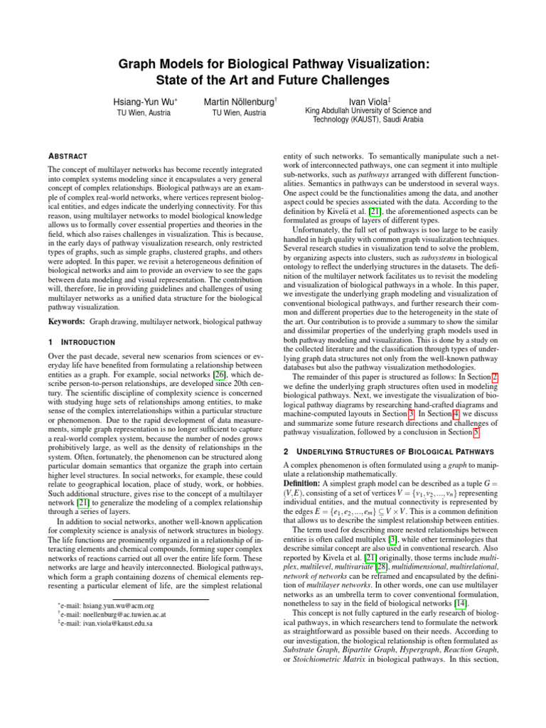 Graph Models For Biological Pathway Visualization - State of The Art ...
