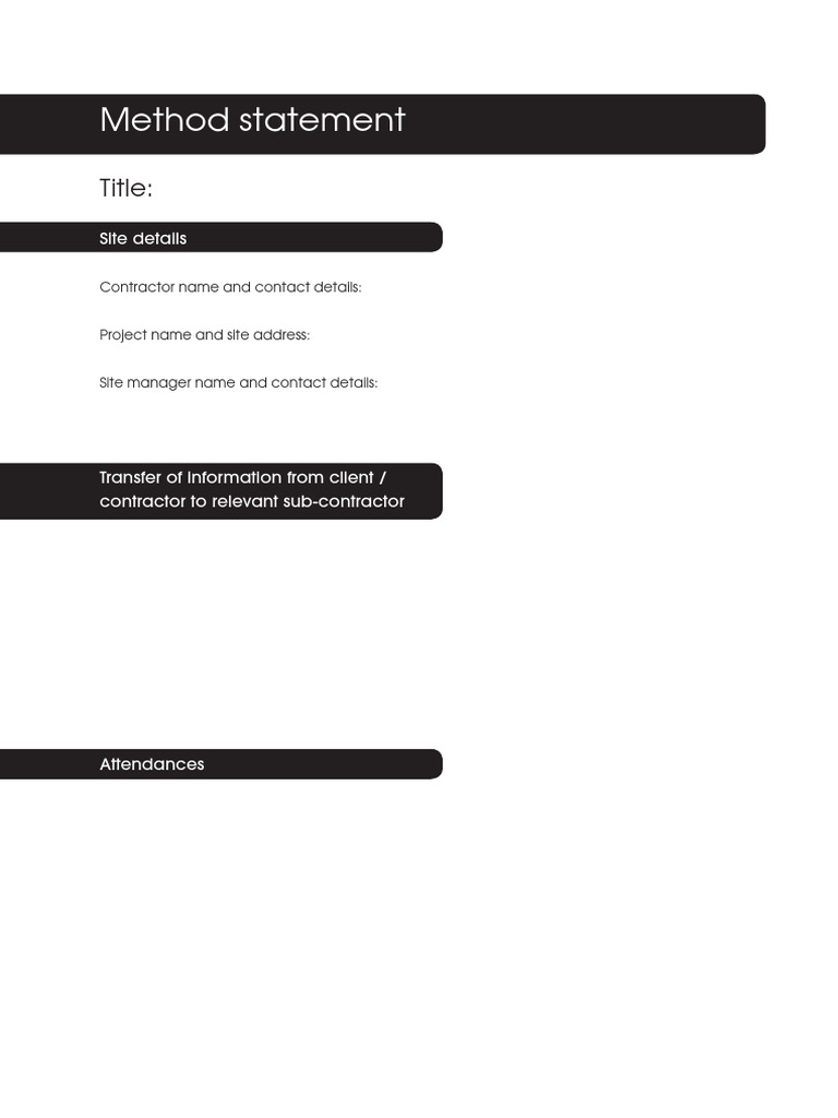 Method Statement Template | PDF