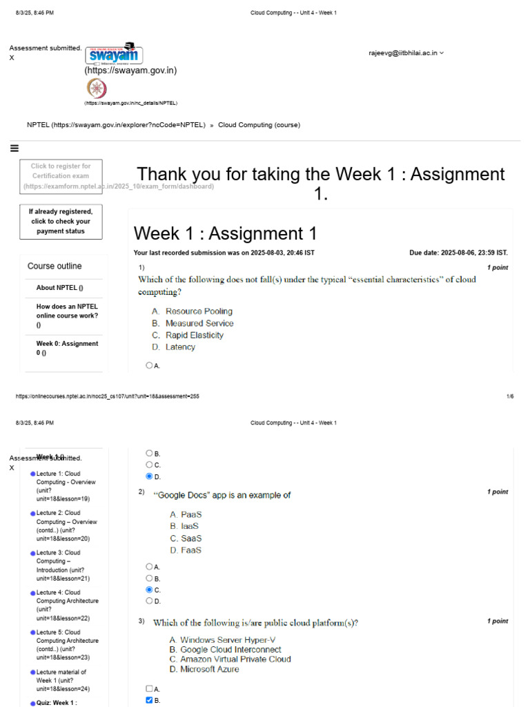 Week 1 Cloud Computing Assignment | PDF | Qualifications | Educational ...