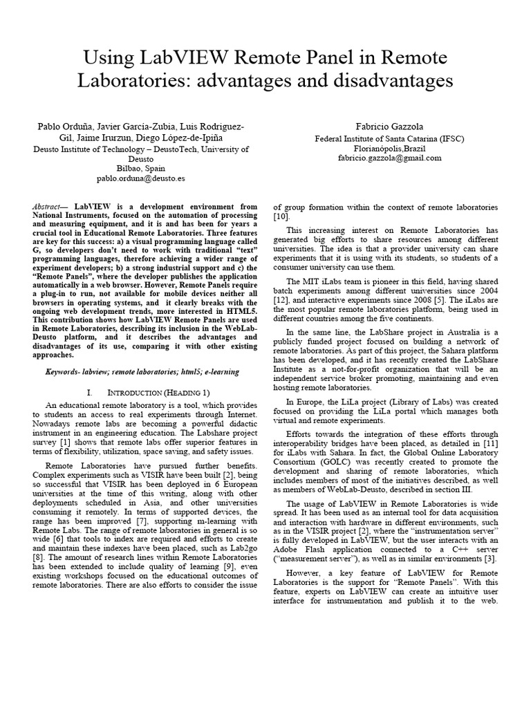 Using LabVIEW Remote Panel in Remote Lab | PDF | World Wide Web ...