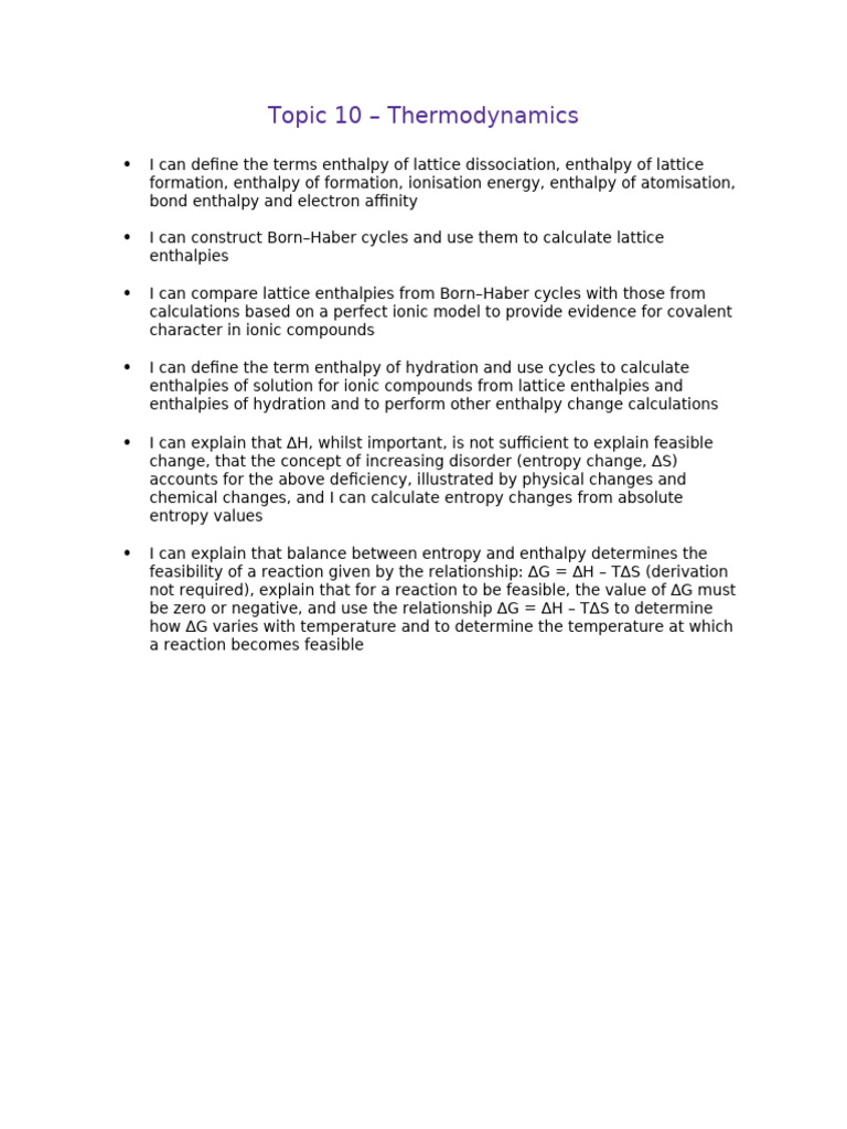 Topic 10 - Thermodynamics | PDF