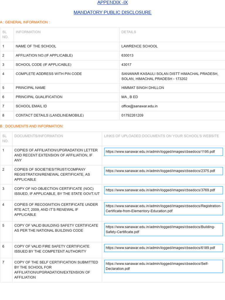 Mandatory Disclosure Details - SARAS 6.0 | PDF