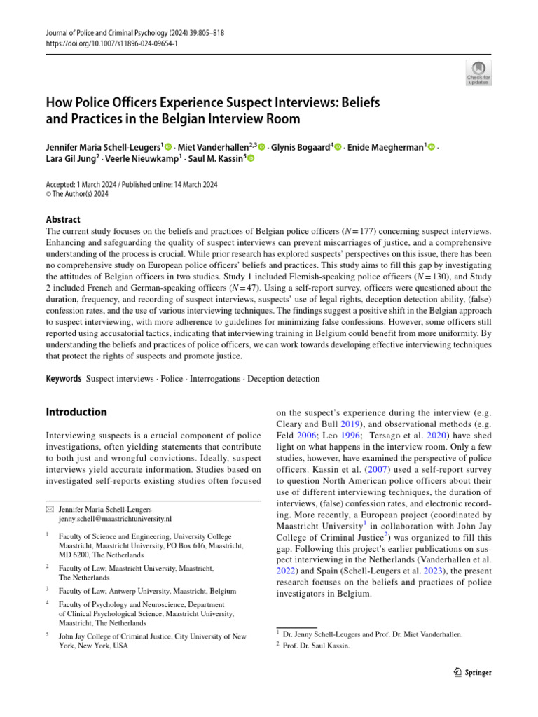 How Police Officers Experience Suspect Interviews Beliefs | PDF ...