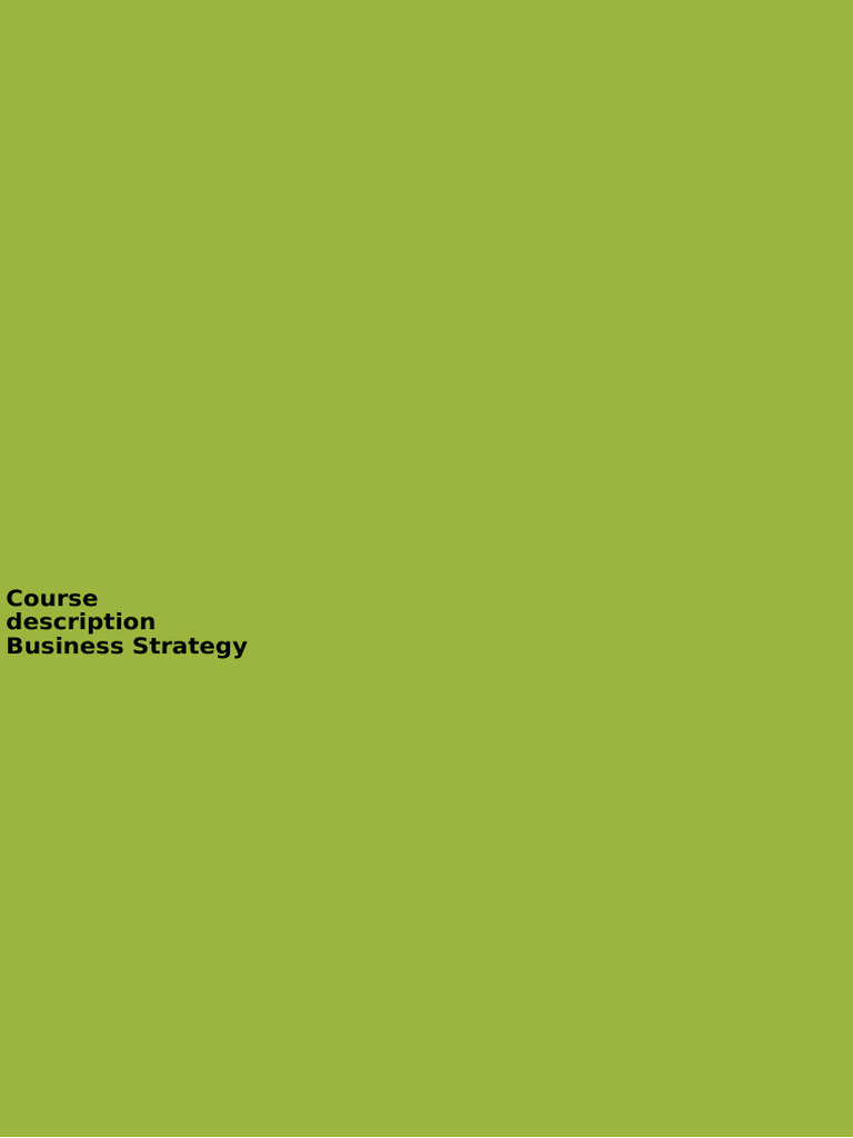 Master’s Course in Business Strategy | PDF | Strategic Management ...