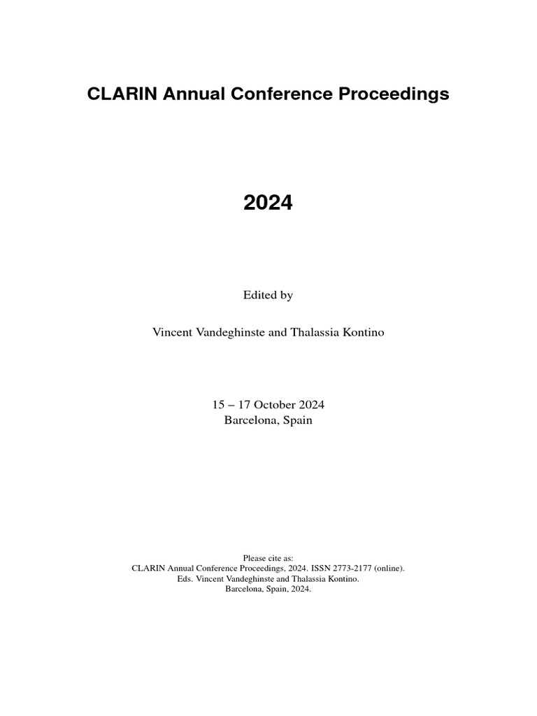CLARIN2024 ConferenceProceedings Final | PDF | Clause | Subject (Grammar)