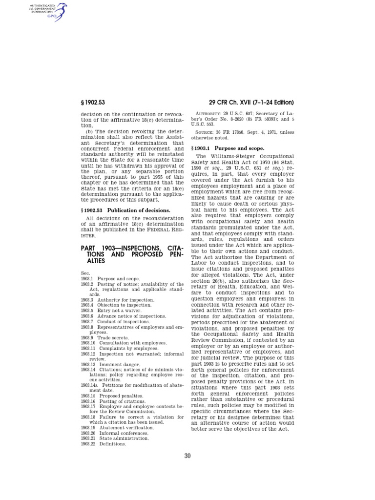 1903 Inspections, Citations and Proposed Penalties | PDF | Employment