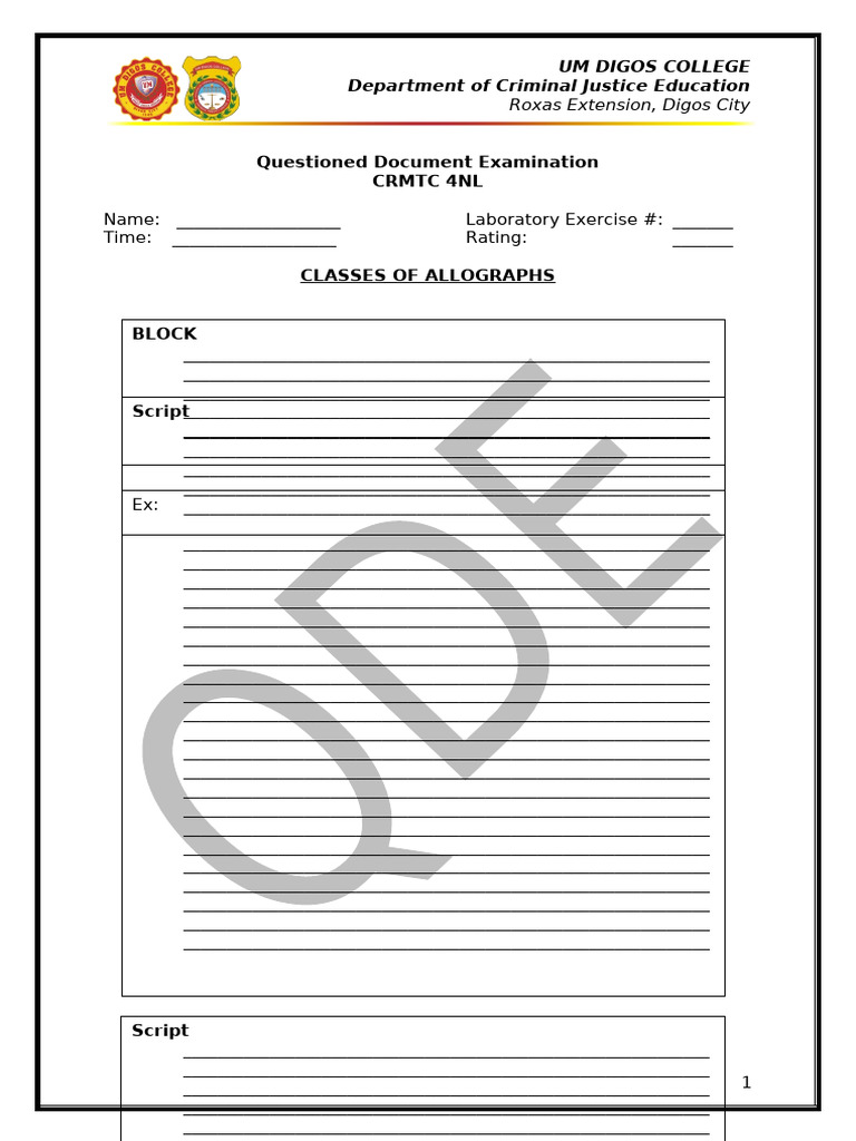 Qde Lab Exercises Allograph 2018 | PDF | Calligraphy | Evidence