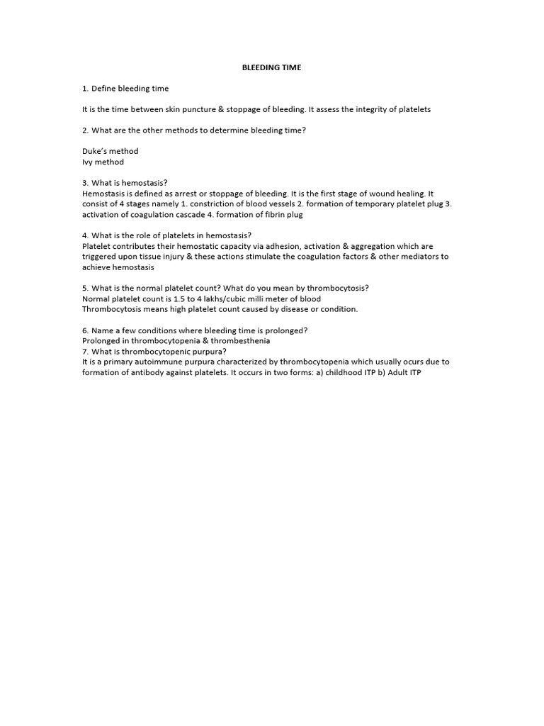 Bleeding Time | PDF