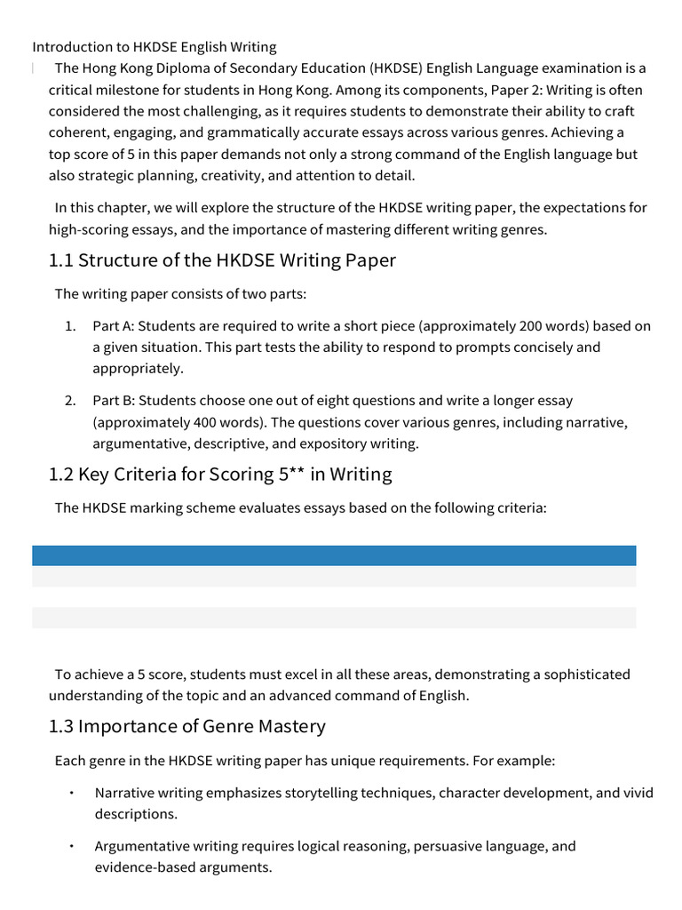 HKDSE English Writing Guide | PDF | Essays | Narrative
