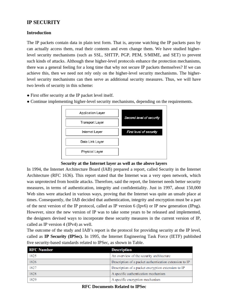 IP Security | PDF | Internet Protocols | Internet