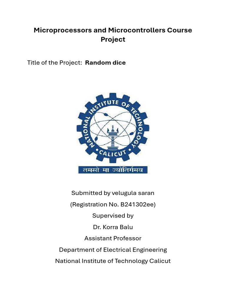 Microprocessors and Microcontrollers Course Projectsaran | PDF ...