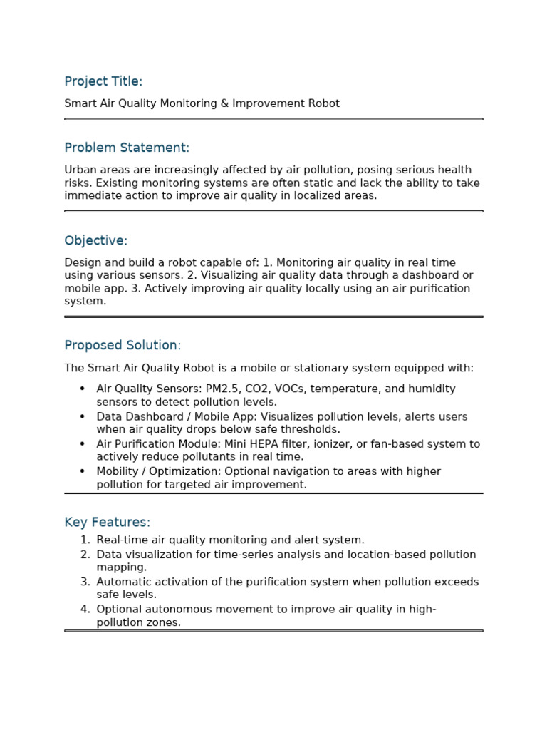 Smart Air Quality Improvement Robot | PDF | Air Pollution | Robot