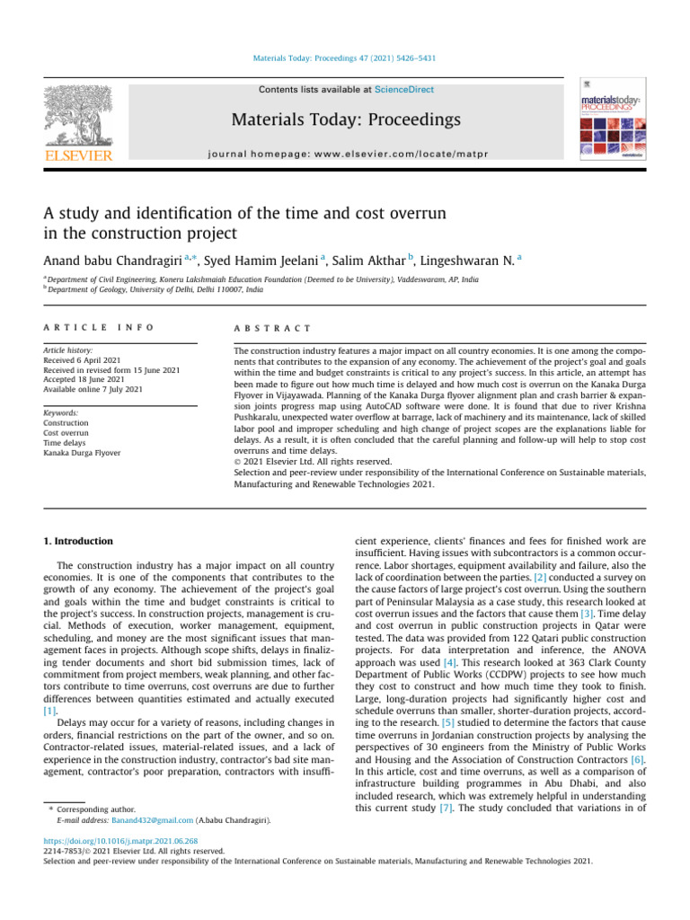 Time and Cost Overruns in Flyover Project | PDF
