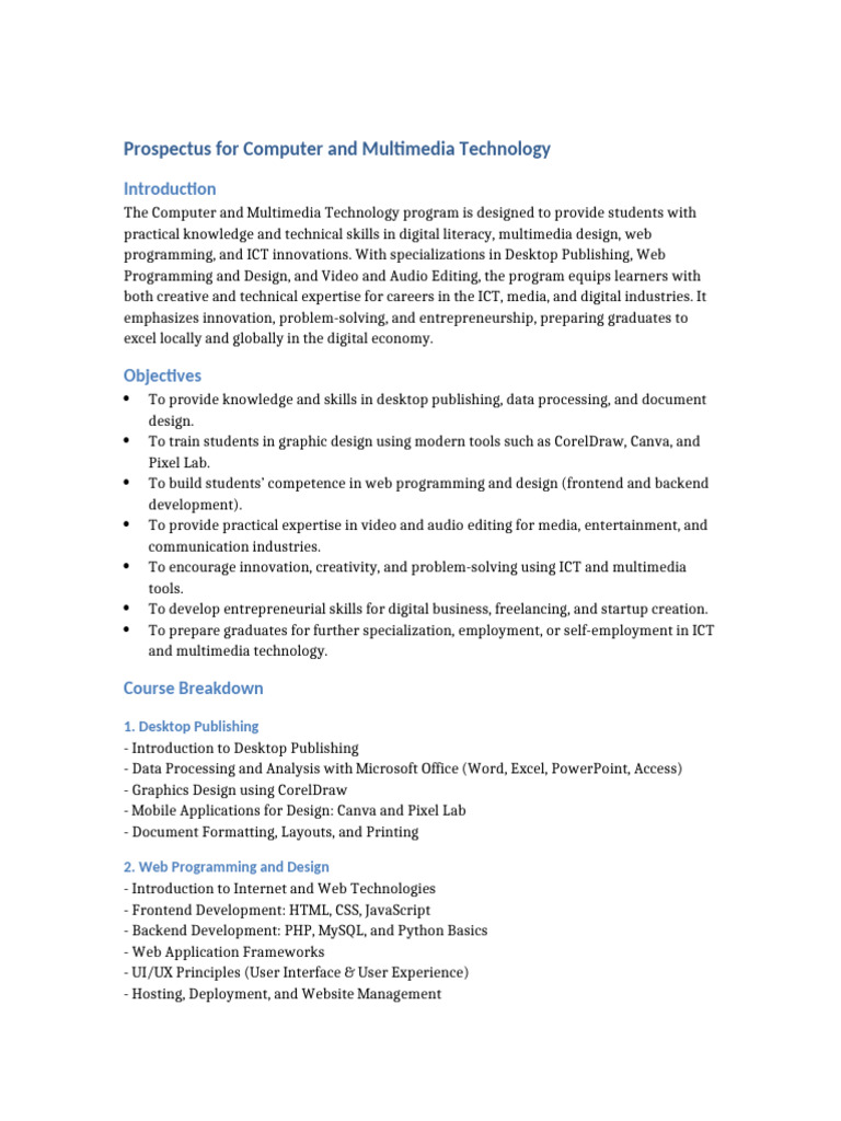 Computer & Multimedia Technology Program | PDF | Web Development ...
