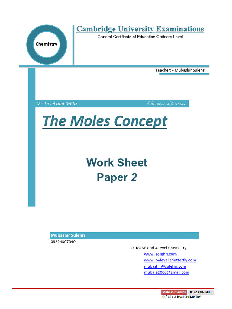 The Moles IGCSE Chemsitry 0620 | PDF | Career And Technical Education ...