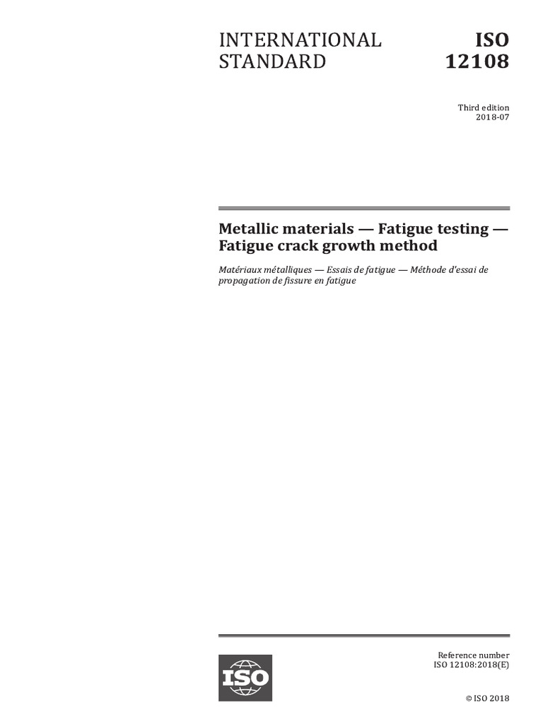 Iso 12108 - 2018 | PDF | Fracture | Fatigue (Material)