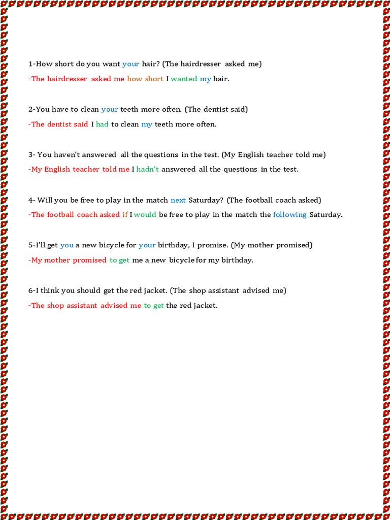 Reported Statement Quiz | PDF