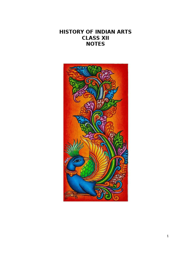 History of Indian Arts Class Xii Notes | PDF | Printmaking | Paintings