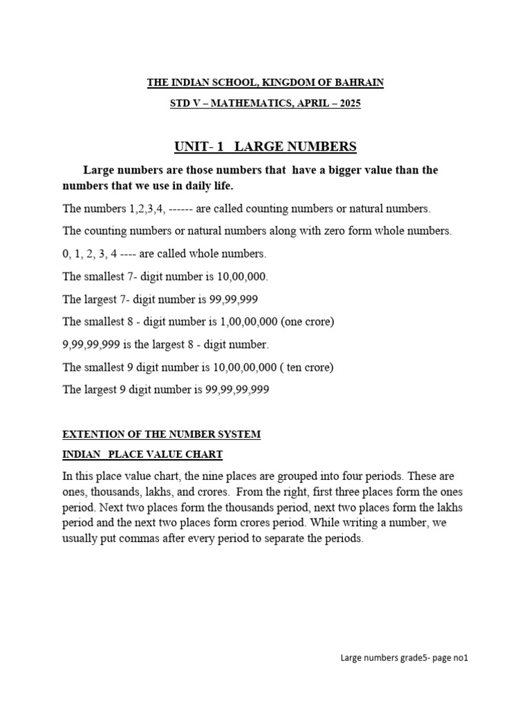 Understanding Large Numbers for Grade 5 | PDF | Numbers | Number Theory