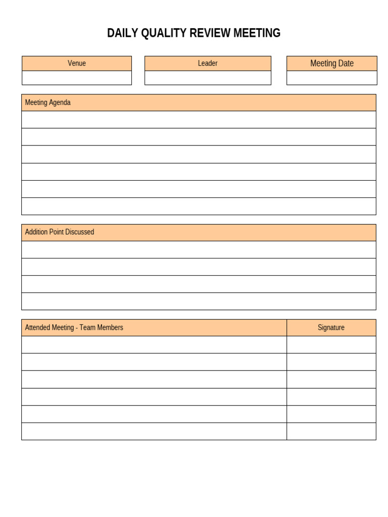 Daily Quality Review Meeting Agenda | PDF