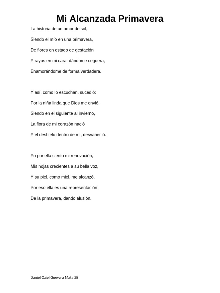 Mi Alcanzada Primavera | PDF
