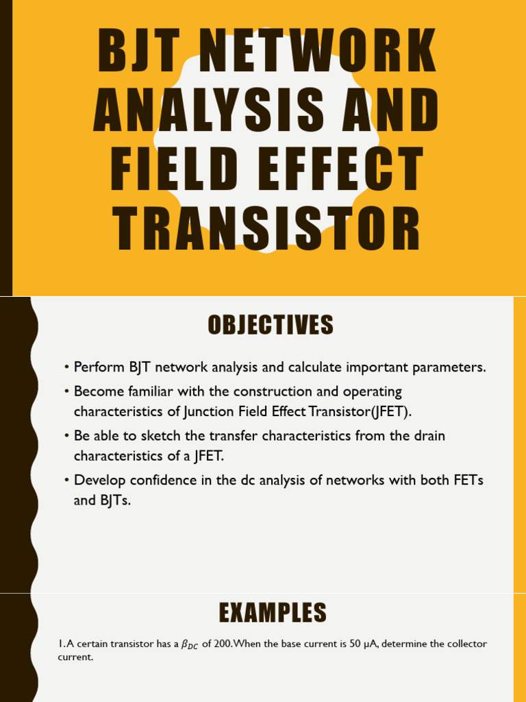 BJT Network Analysis and Field Effect Transistor | PDF | Field Effect ...
