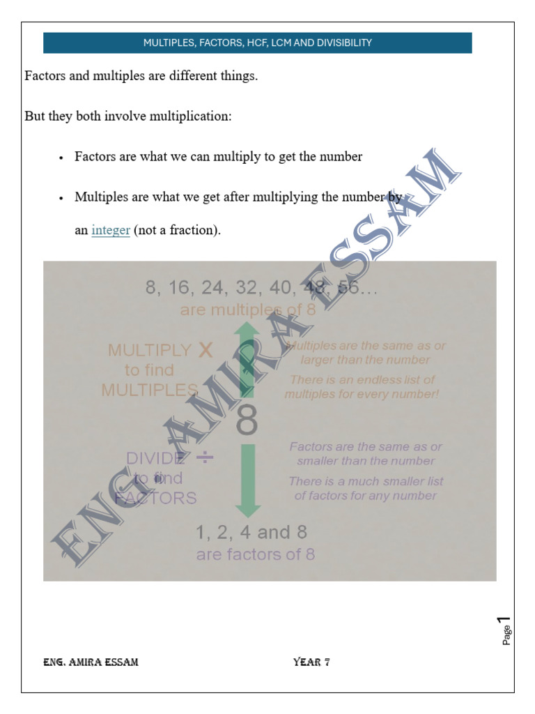 2.Multiples Year 7 | PDF | Multiplication | Mathematics