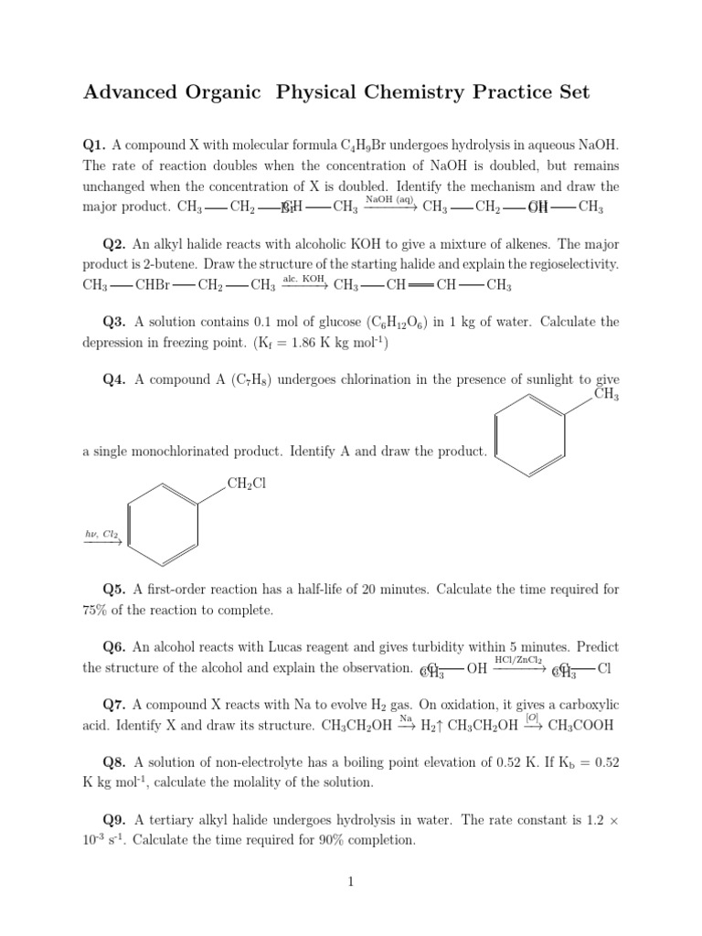 Chemistry Practice Paper | PDF | Chlorine | Chemical Reactions