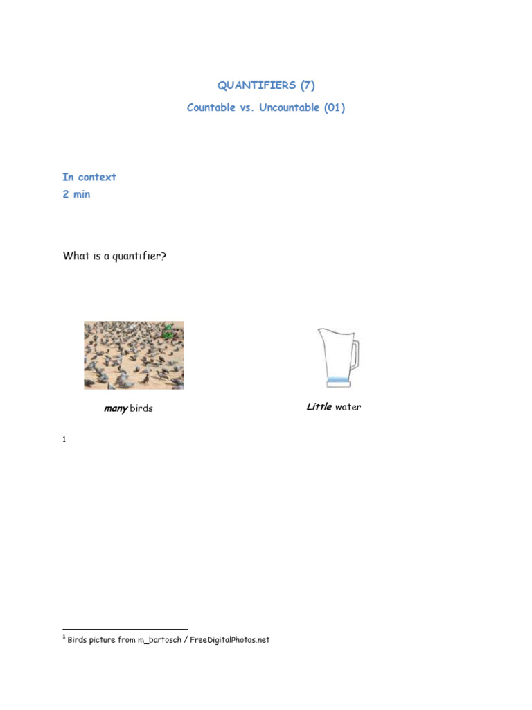 07 English Grammar Quantifiers 01 Countable Vs Uncountable - PDF | PDF | Quantity | Grammar