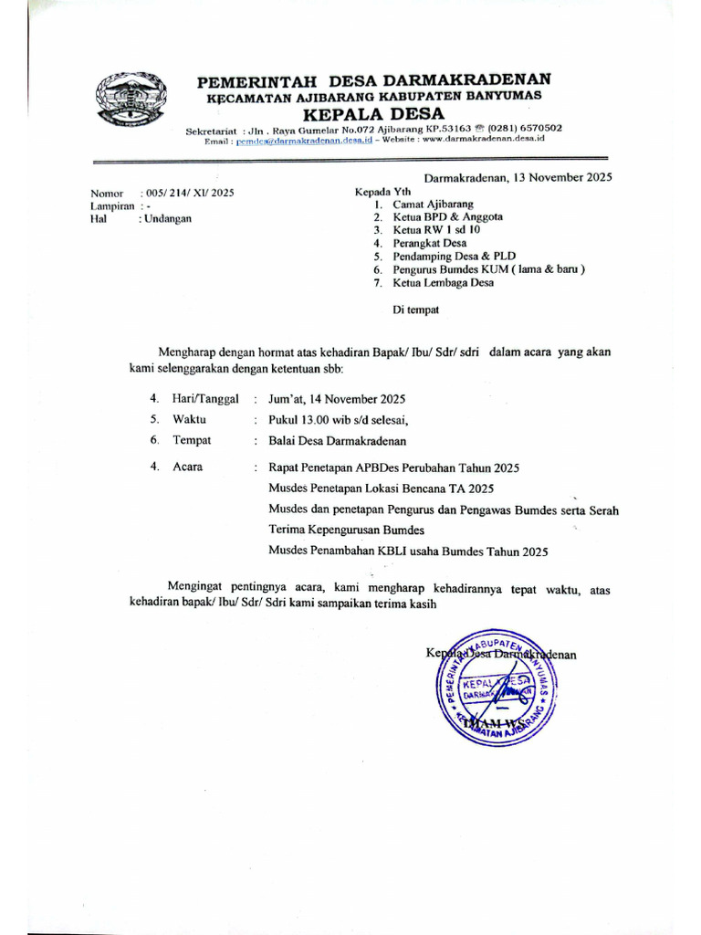 Undangan MUSDES Darmakradenan | PDF