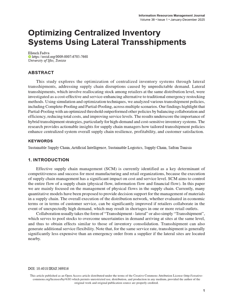 Optimizing Centralized Inventory Systems Using Lat | PDF | Supply Chain ...