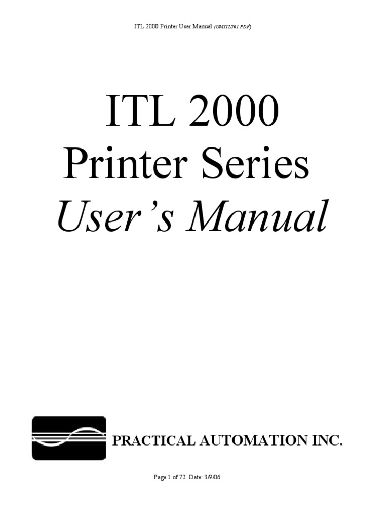 ITL 2000 Users Manual (Umitl201) | PDF | Printer (Computing) | Electrical Connector