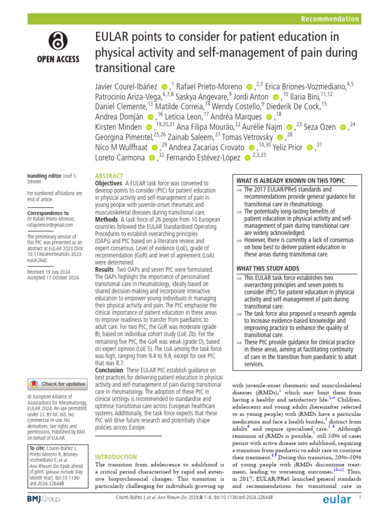 EULAR Guidelines for Pain Management in Youth | PDF | Rheumatology ...
