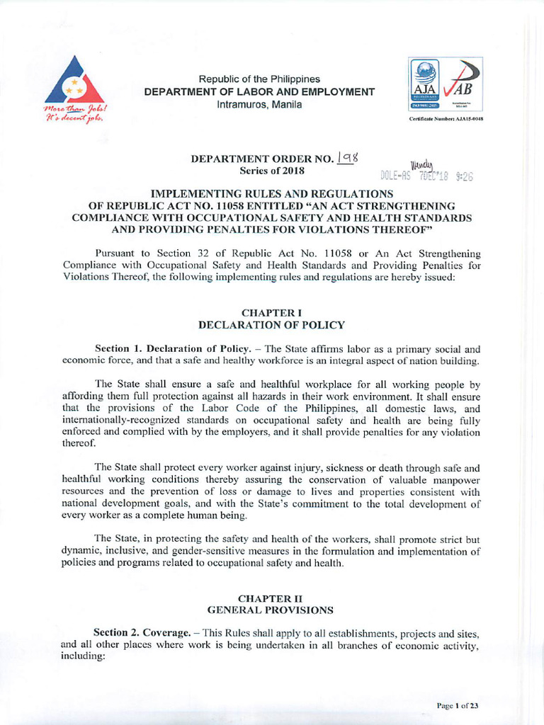 2 DOLE Department Order 198 | PDF