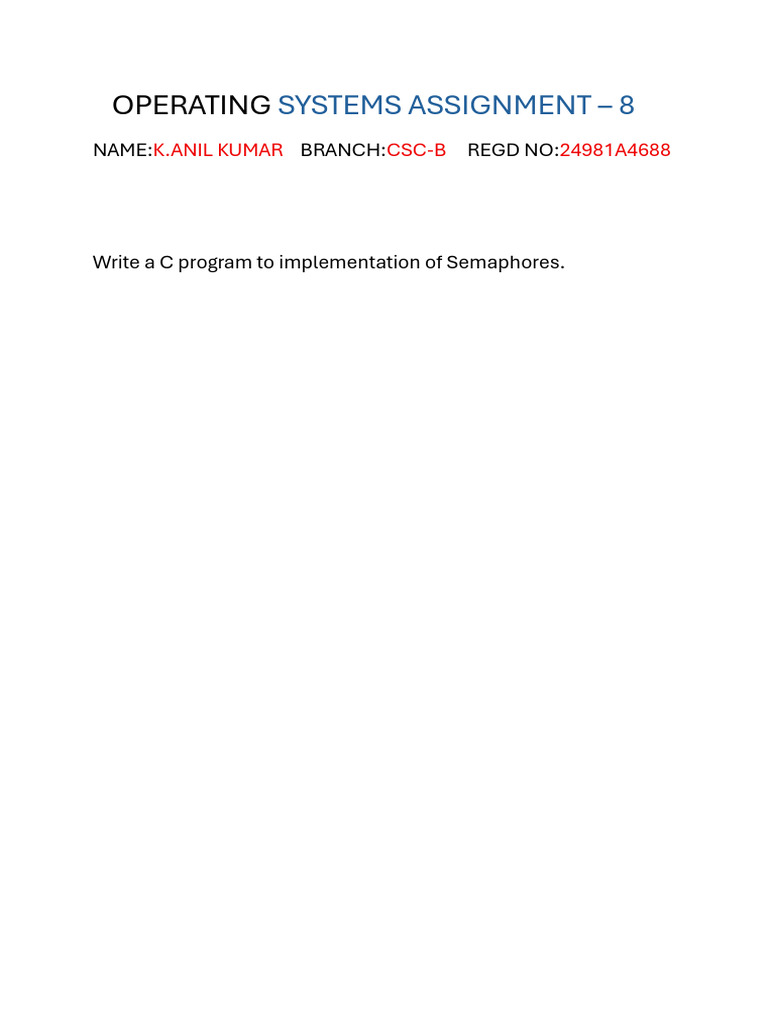 Operating: Systems Assignment - 8 | PDF