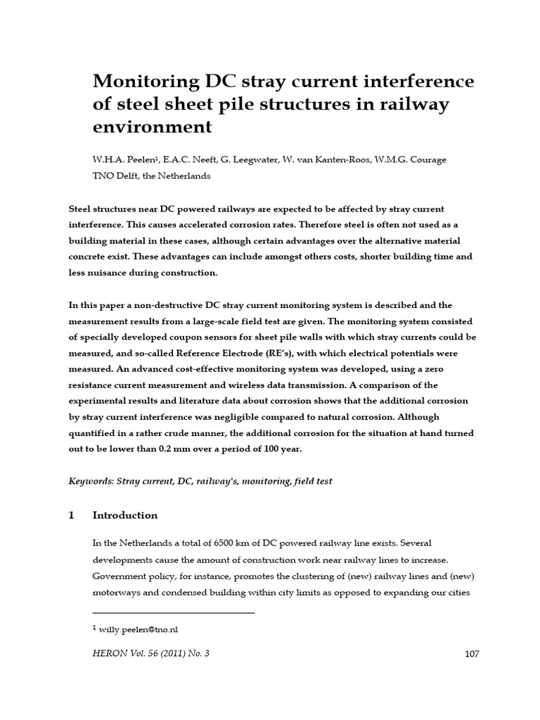 Monitoring DC Stray Current Interference | PDF | Electric Current ...