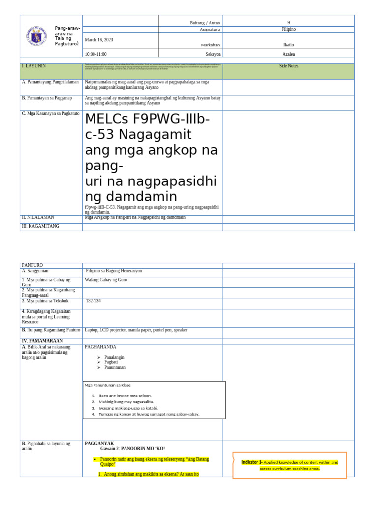 Dll. Grade 9 | PDF
