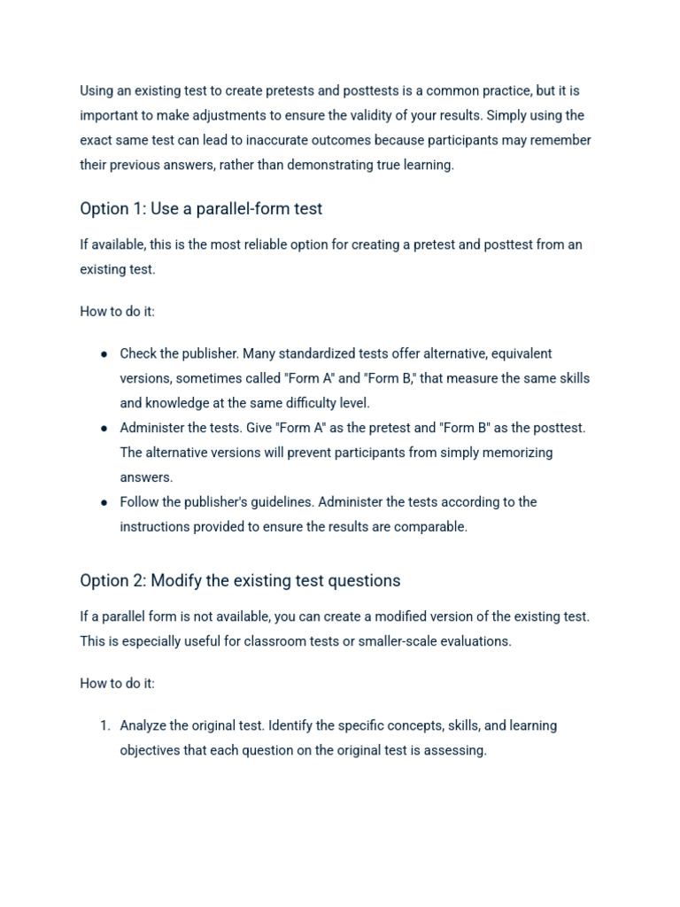 Pre TestPost Test | PDF | Standardized Tests | Learning