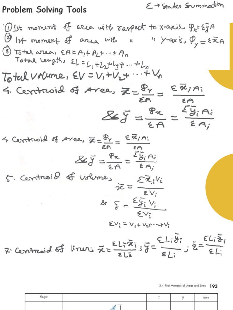 Formula - Centroid & Center of Gravity | PDF | Area | Geometric Shapes