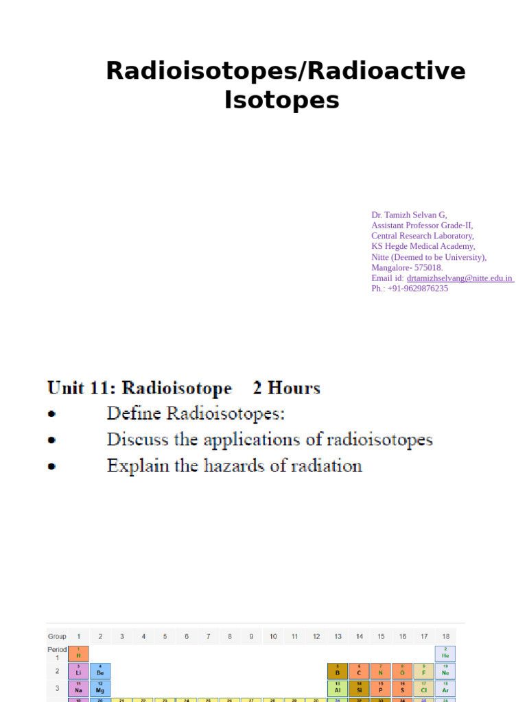 Radioisotopes TS AHS | PDF | Radioactive Decay | Atoms